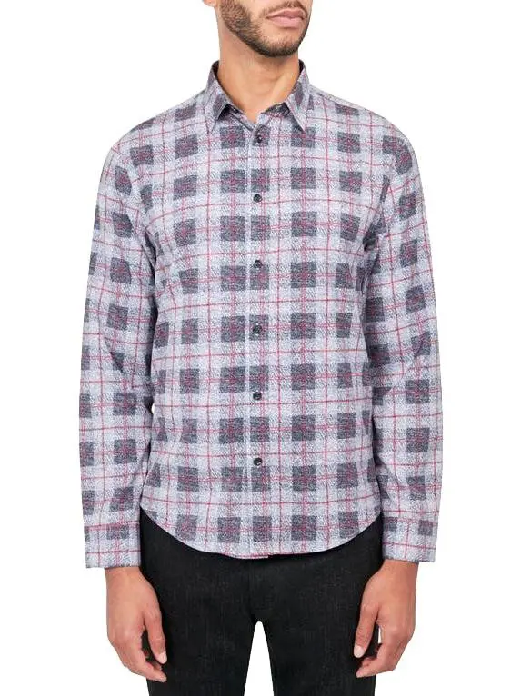 BROOKLYN BRIGADE Plaid Performance Long Sleeve Shirt - Grey