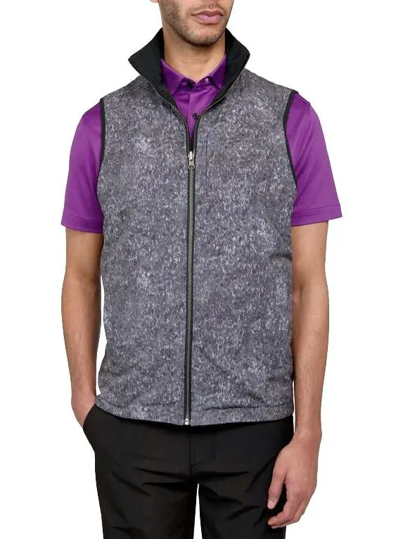 CON.STRUCT Regular Fit Texture Print Recycled Performance Reversible Vest - Black