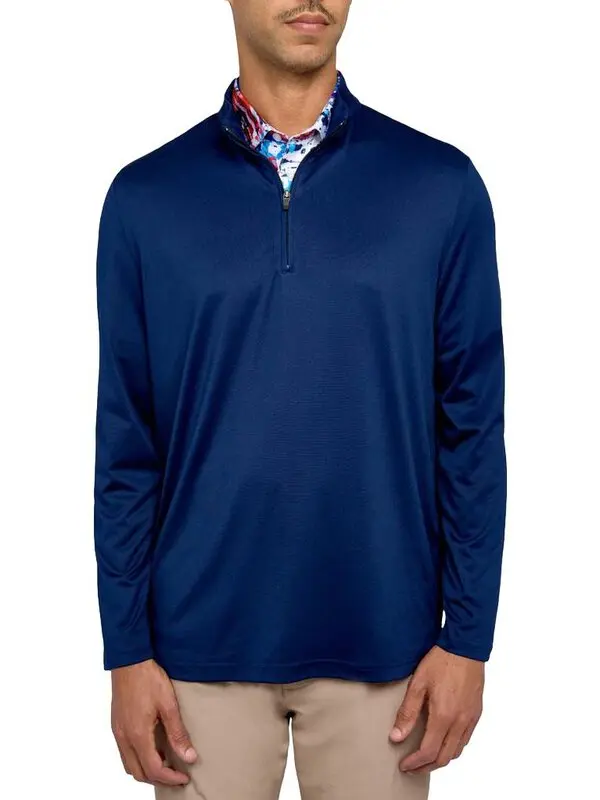 CON.STRUCT Regular Fit Melange Recycled Quarter Zip - Navy