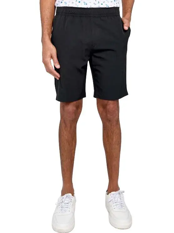 CON.STRUCT Regular Fit Solid Recycled Performance Drawstring Golf Shorts - Black