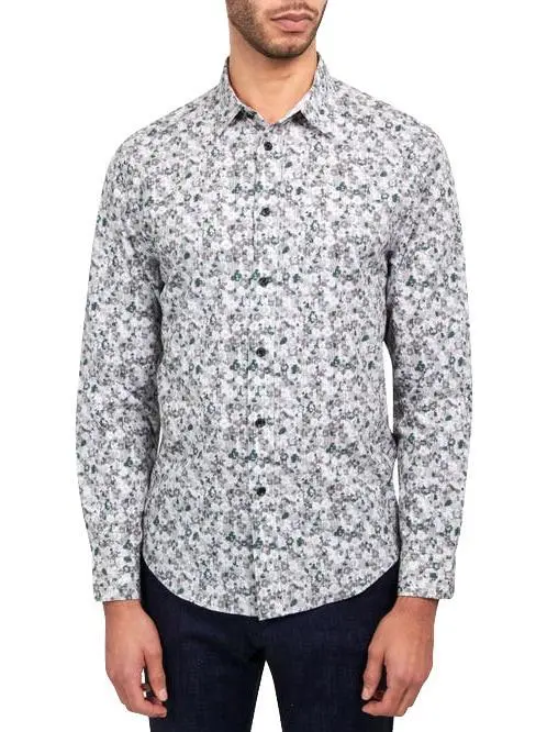 BROOKLYN BRIGADE Slim Fit Floral Recycled Stretch Performance Long Sleeve Shirt - Green