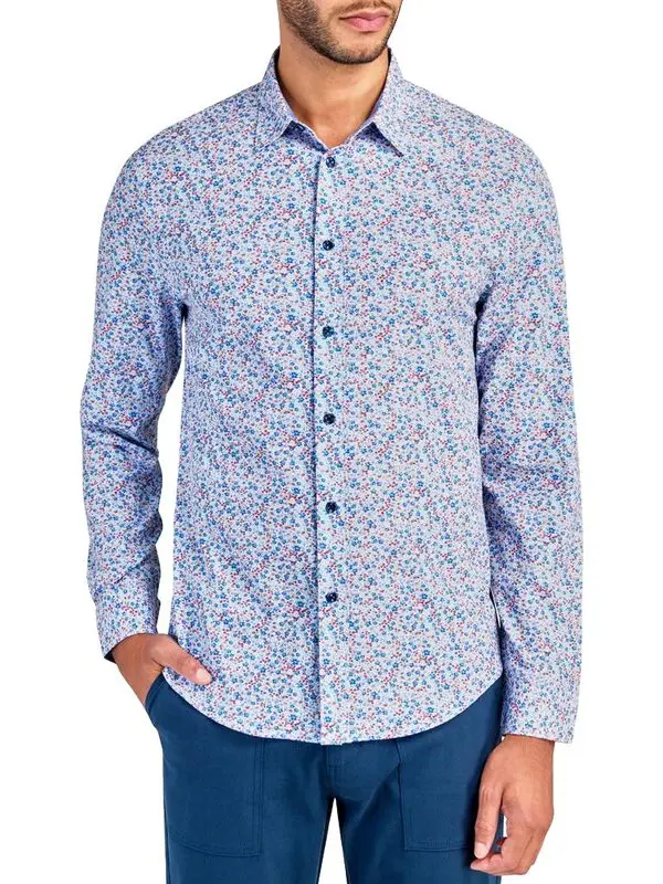 BROOKLYN BRIGADE Slim Fit Floral Performance Long Sleeve Shirt - Multi