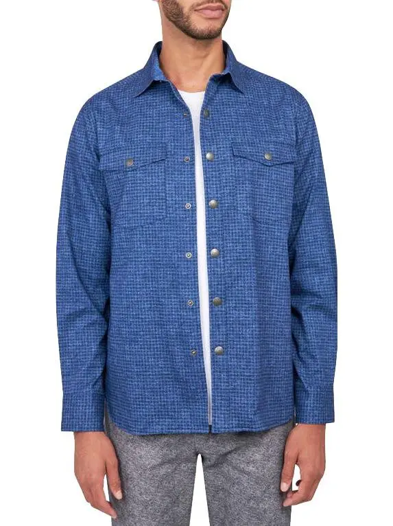 BROOKLYN BRIGADE Dot Geo Cotton Stretch Shirt Jacket - Navy