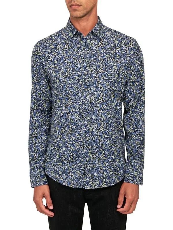 BROOKLYN BRIGADE Slim Fit Liberty Floral Recycled 4-way Stretch Performance Long Sleeve Shirt - Green