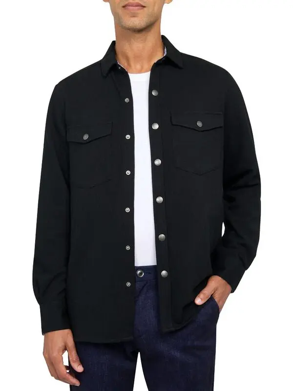 BROOKLYN BRIGADE Otis Solid Waffle Knit Shirt Jacket - Black