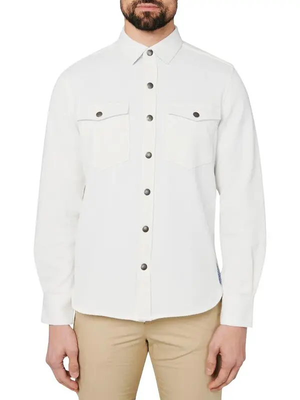 BROOKLYN BRIGADE Solid Waffle Knit Shirt Jacket - White