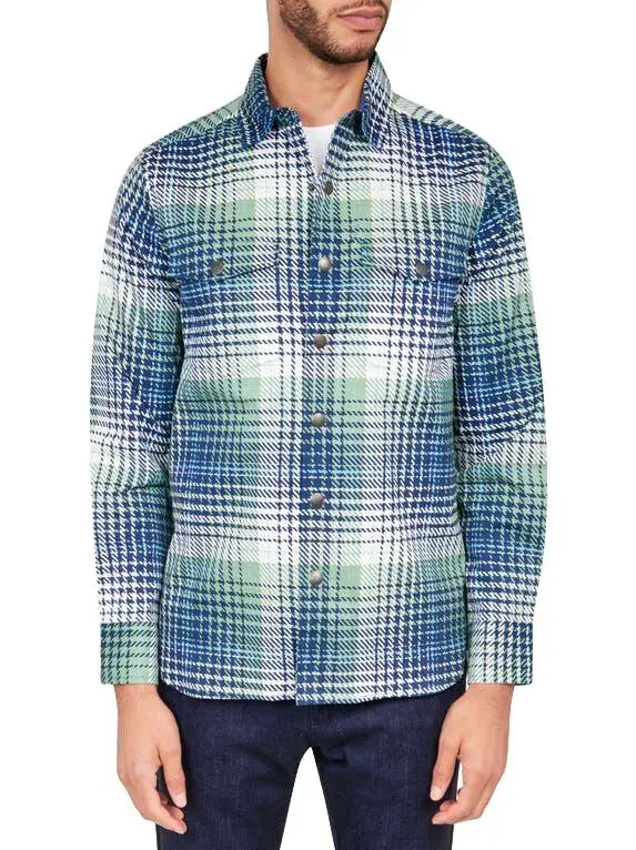 BROOKLYN BRIGADE Plaid Cotton Shirt Jacket - Green