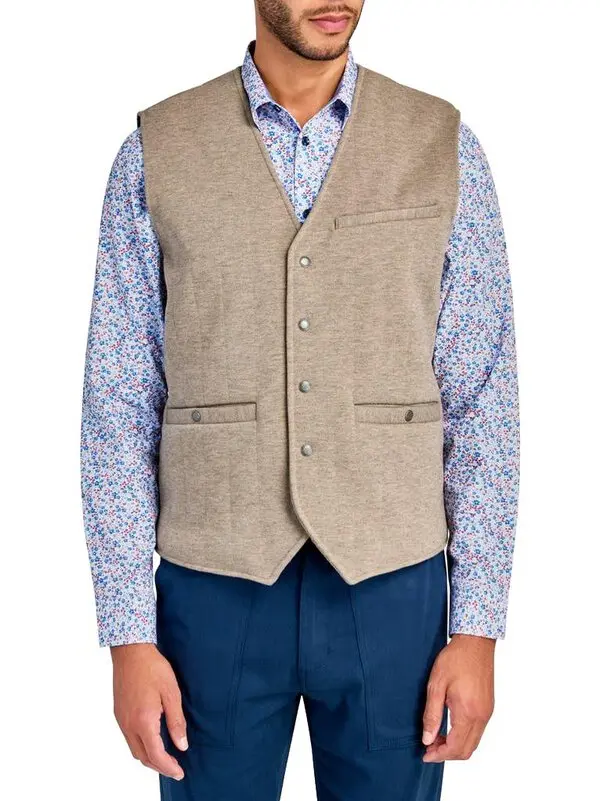 BROOKLYN BRIGADE Slim Fit Quilted Vest - Tan
