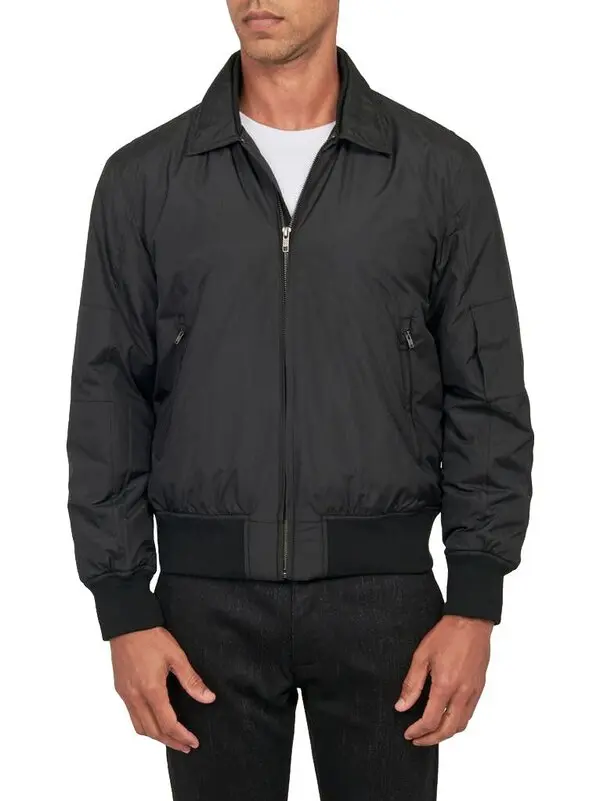 BROOKLYN BRIGADE Solid Water Repellent Bomber Jacket - Black