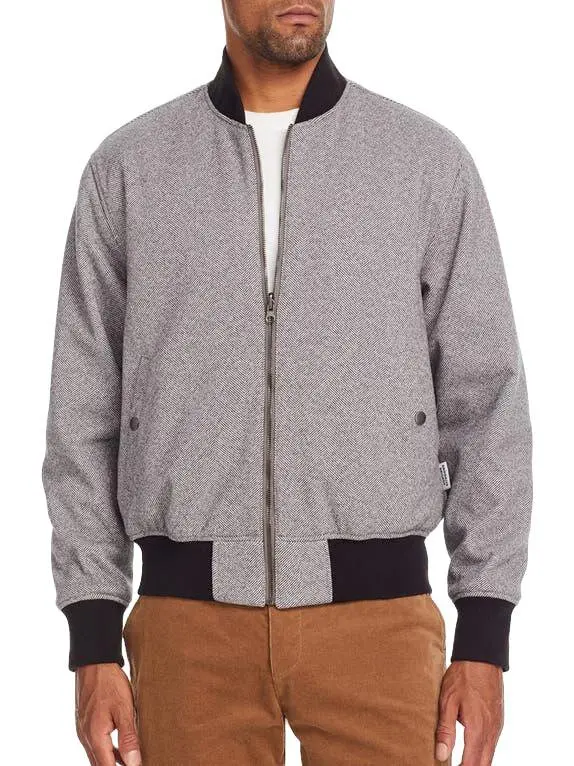 BROOKLYN BRIGADE Herringbone Reversible Bomber Jacket - Black/grey