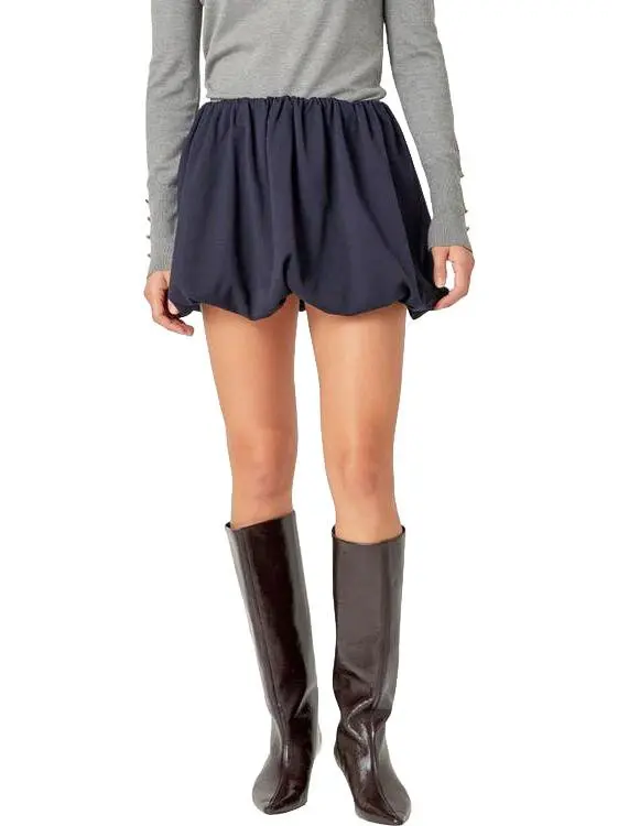 English Factory Bubble Hem Mini Skirt - Navy