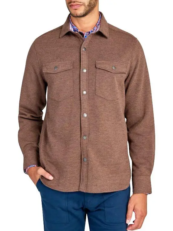 BROOKLYN BRIGADE Slim Fit Denim Printed Shirt Jacket - Brown