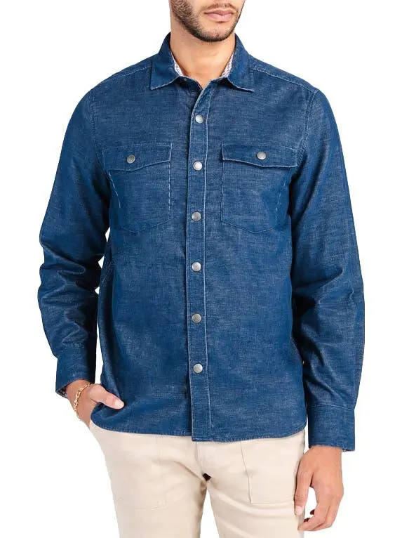 BROOKLYN BRIGADE Slim Fit Denim Printed Shirt Jacket - Navy