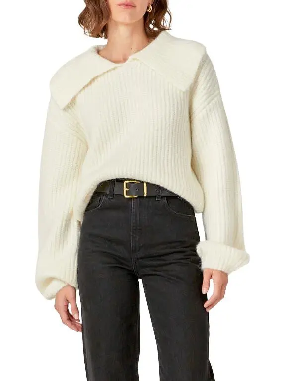 English Factory Collar Chunky Sweater - Ivory