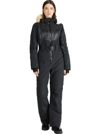 Pajar Pearl Belted Mixed Media Ski Jumpsuit - Black