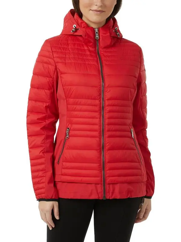 Pajar Makani Channel Quilted Mixed Media Jacket - Current Red