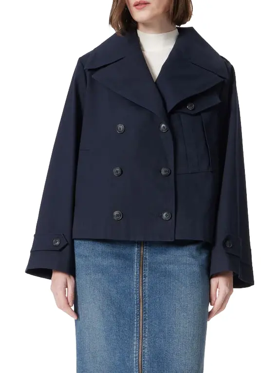 DO BY DEE OCLEPPO Mixed Media Short Trench Coat - New Navy