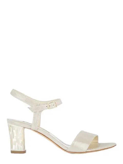 FREYA ROSE Martina Midi Ankle Strap Pearl Heel Sandal - Champagne