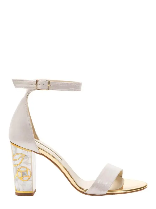 FREYA ROSE Rozu Ankle Strap Pearl Heel Sandal - Champagne