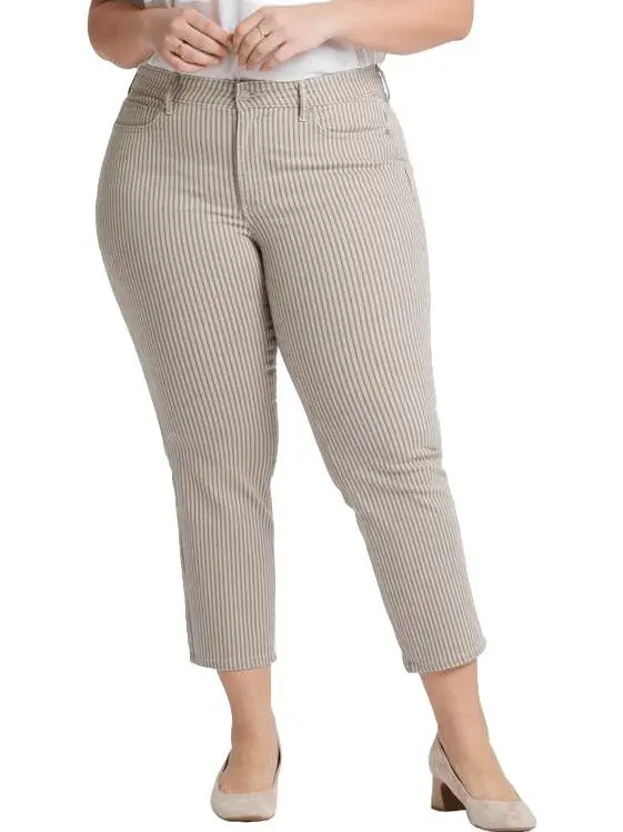 NYDJ Marilyn Stripe Crop Straight Leg Jeans - Sandbar Stripe