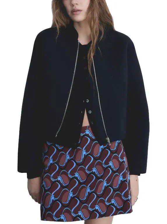 Mango Bomber Jacket - Dark Navy