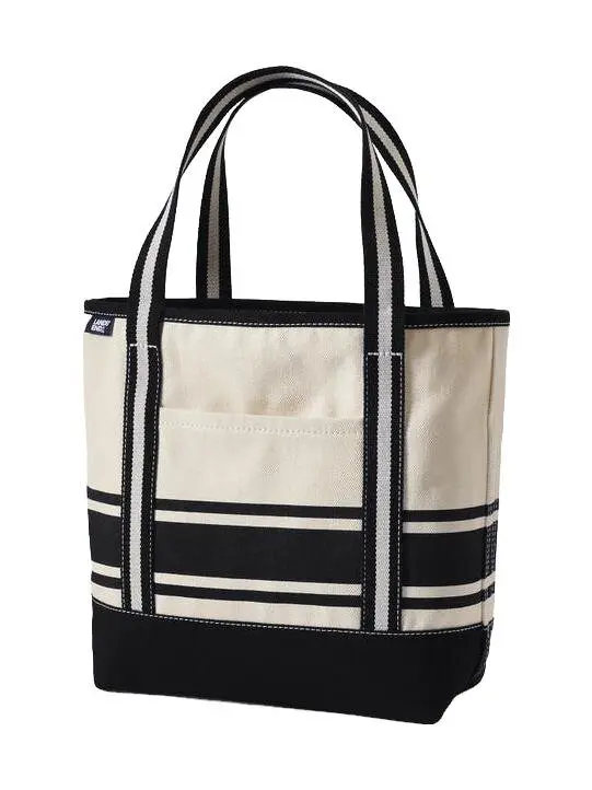 LANDS' END Canvas Tote Bag - Black Stripe/natural