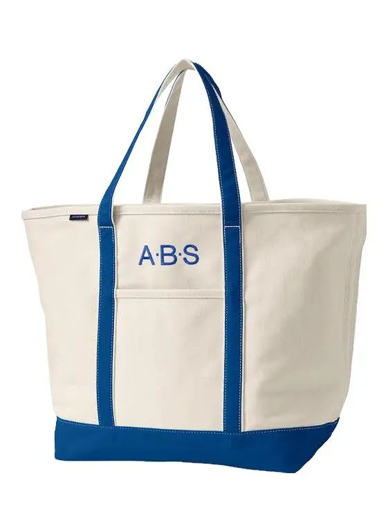 LANDS' END Canvas Tote Bag - Natural/beacon Blue