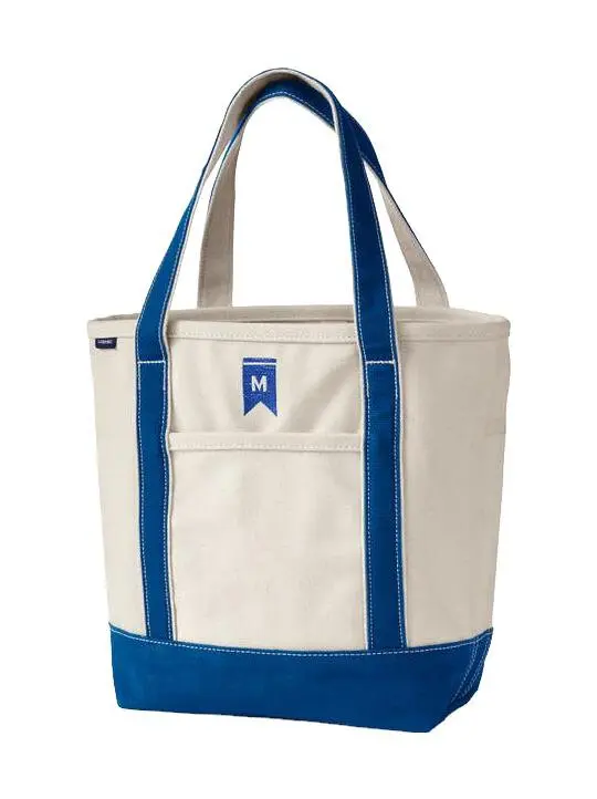 LANDS' END Canvas Tote Bag - Natural/beacon Blue