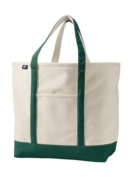 LANDS' END Canvas Tote Bag - Natural/bright Spruce