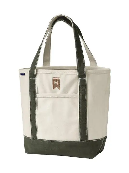 LANDS' END Canvas Tote Bag - Natural/pale Teal