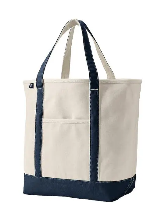 LANDS' END Canvas Tote Bag - Natural/radiant Navy