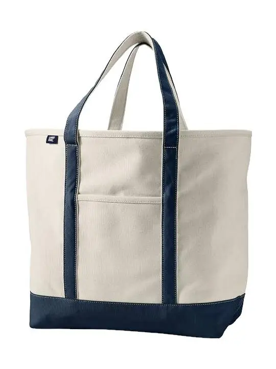 LANDS' END Canvas Tote Bag - Natural/radiant Navy