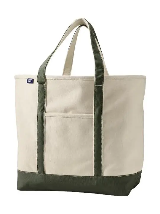 LANDS' END Canvas Tote Bag - Natural/true Navy