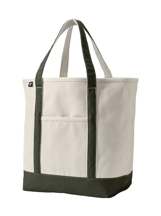 LANDS' END Canvas Tote Bag - Natural/true Navy