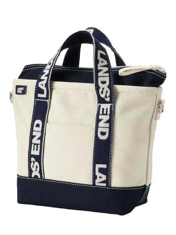 LANDS' END Canvas Zip Tote - Natural/beacon Blue