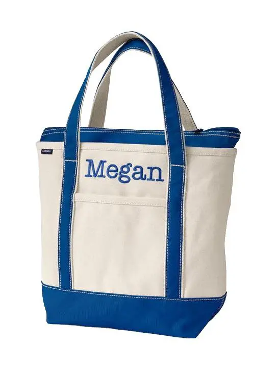 LANDS' END Canvas Zip Tote - Natural/beacon Blue