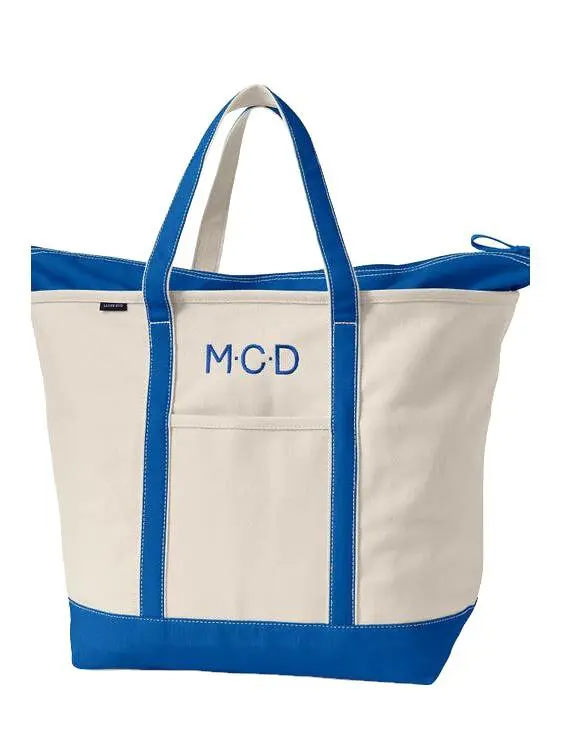 LANDS' END Canvas Tote Bag - Natural/beacon Blue