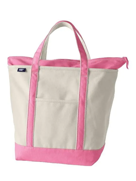 LANDS' END Canvas Zip Tote - Natural/fresh Pink