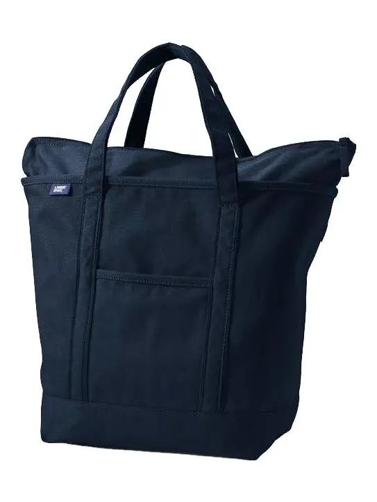 LANDS' END Canvas Zip Tote - Natural/navy Lands End