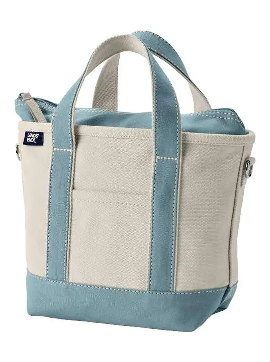 LANDS' END Canvas Zip Tote - Natural/pale Teal