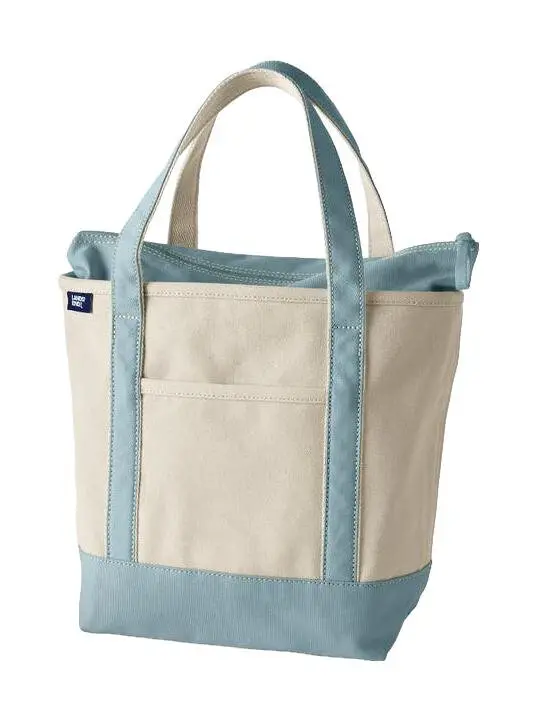 LANDS' END Canvas Zip Tote - Natural/pale Teal