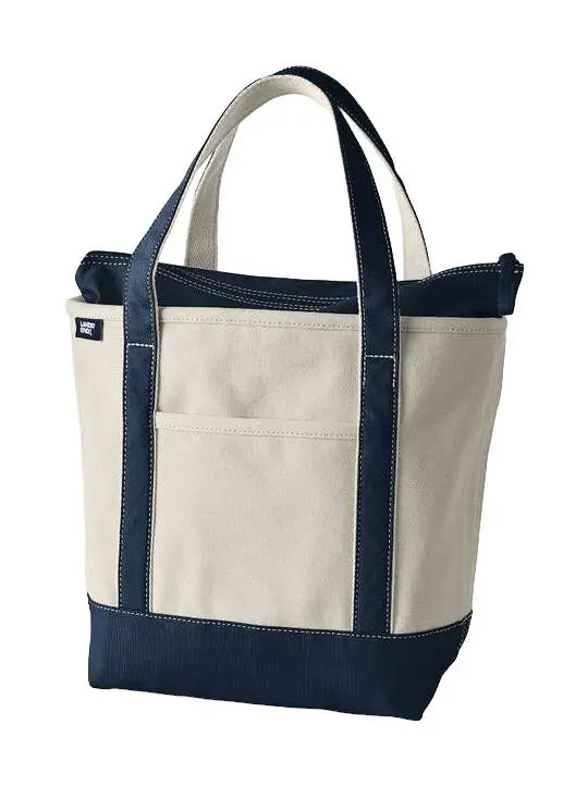 LANDS' END Canvas Tote Bag - Natural/radiant Navy