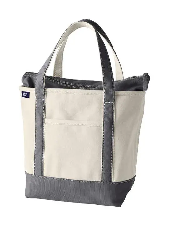 LANDS' END Canvas Zip Tote - Natural/silver Graphite