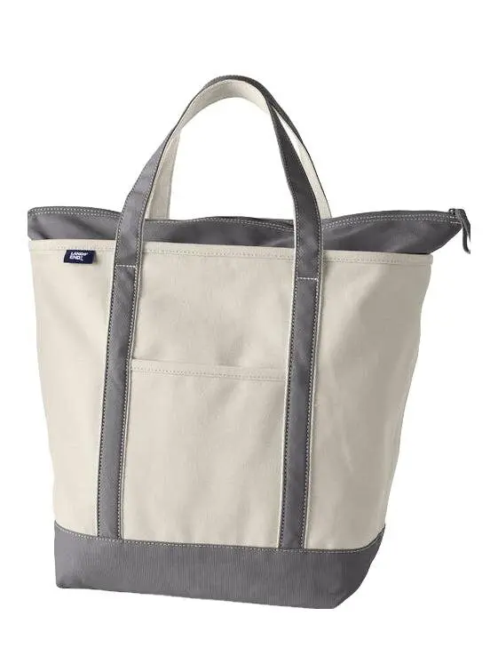 LANDS' END Canvas Zip Tote - Natural/silver Graphite