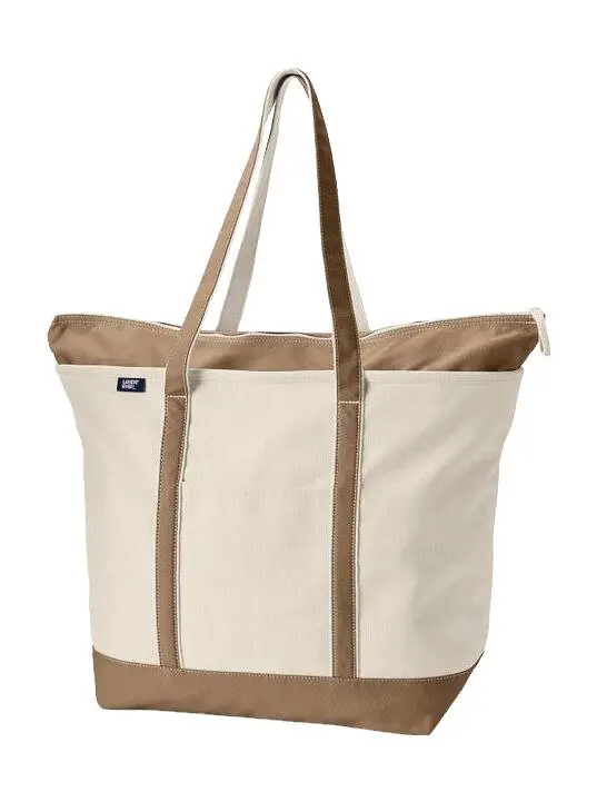 LANDS' END Canvas Zip Tote - Rich Camel/natural
