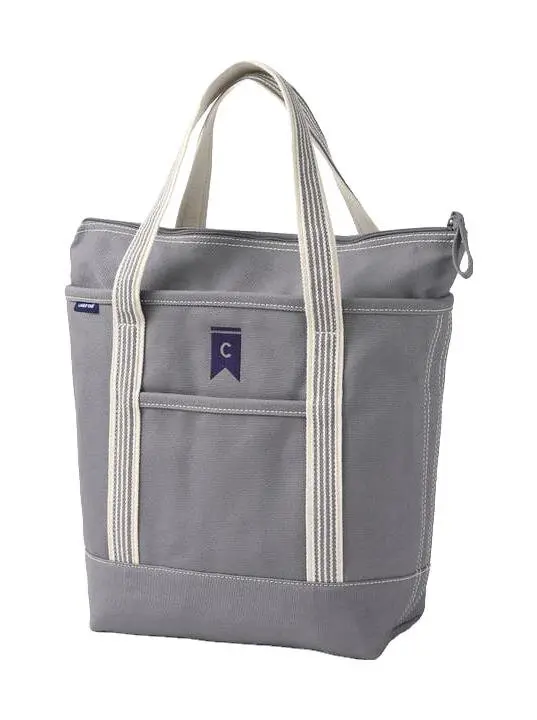 LANDS' END Zip Top Canvas Tote Bag - Silver Graphite
