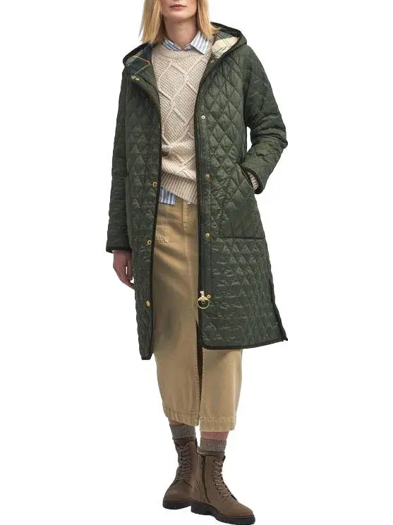 Barbour Harmby Hooded Quilted Coat - Olive/ancient