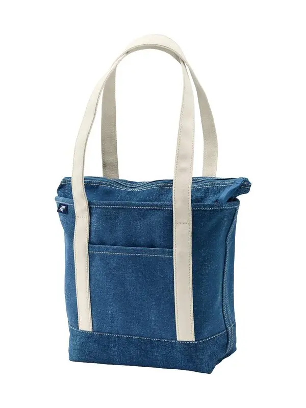 LANDS' END Canvas Tote Bag With Zip Top - Denim Blue