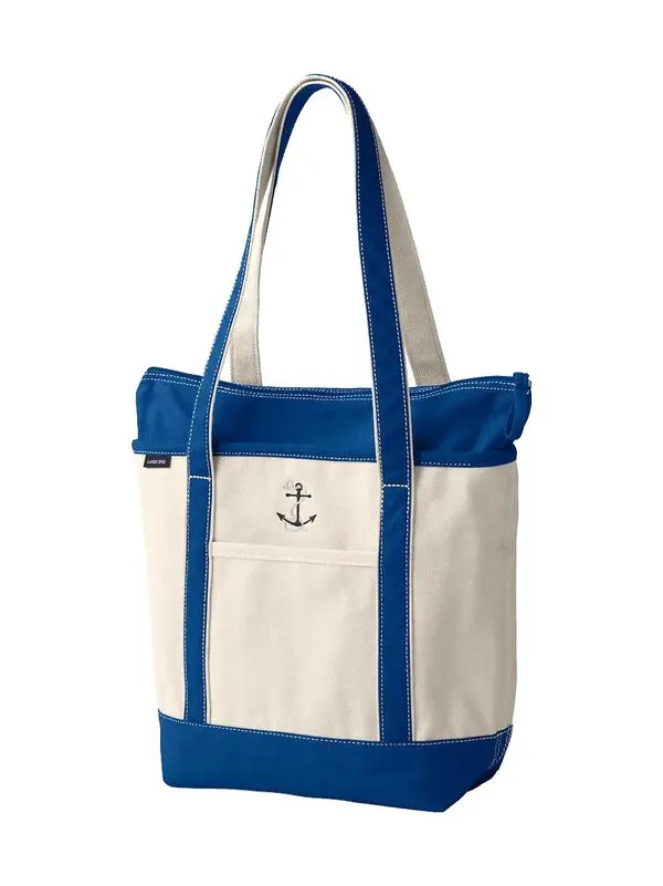 LANDS' END Canvas Tote Bag - Natural/beacon Blue