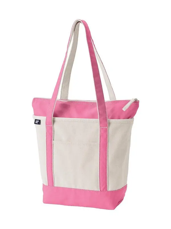 LANDS' END Canvas Tote Bag With Zip Top And Long Handles - Natural/fresh Pink